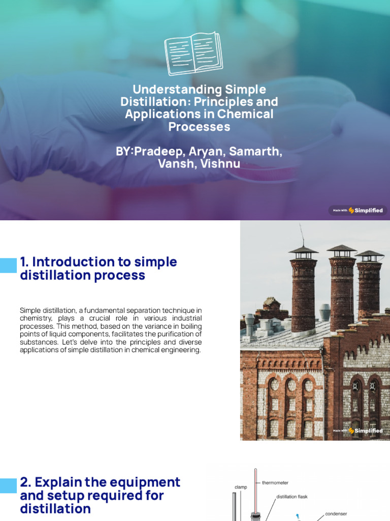 Understanding Simple Distillation Principles and Applications in Chemical Processes | PDF