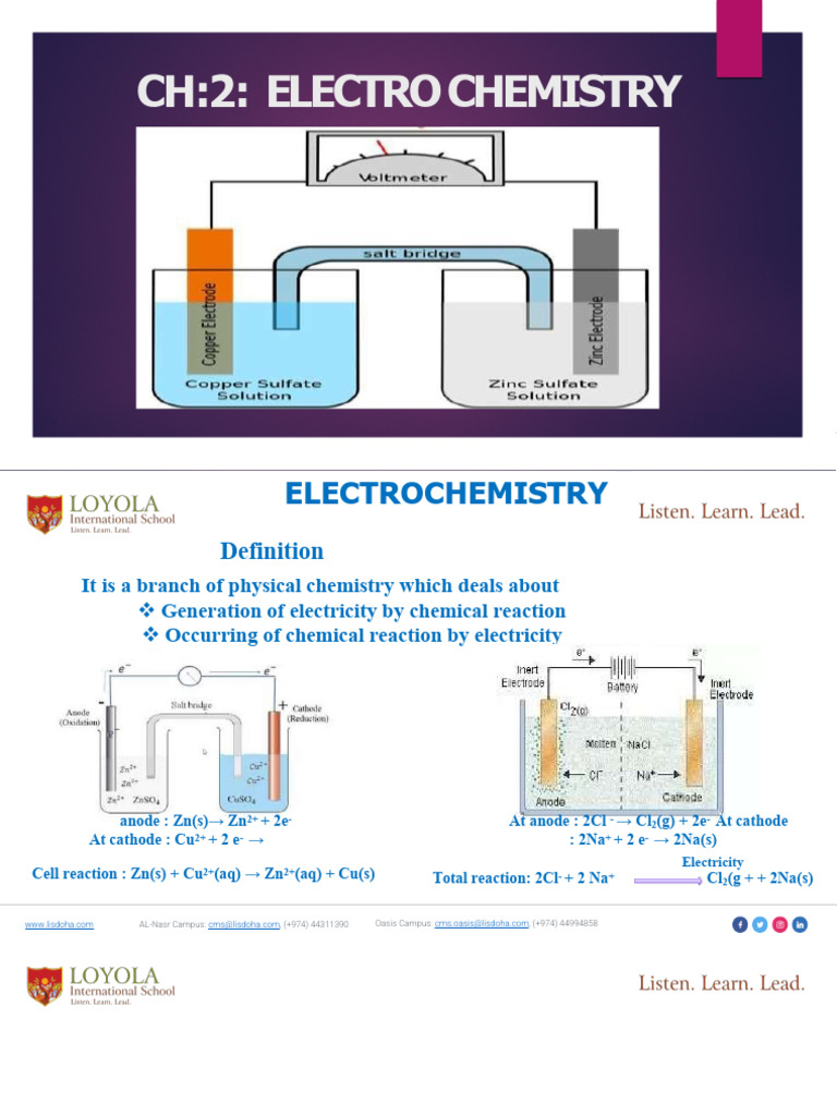 Ch-2 Electrochemistry | PDF