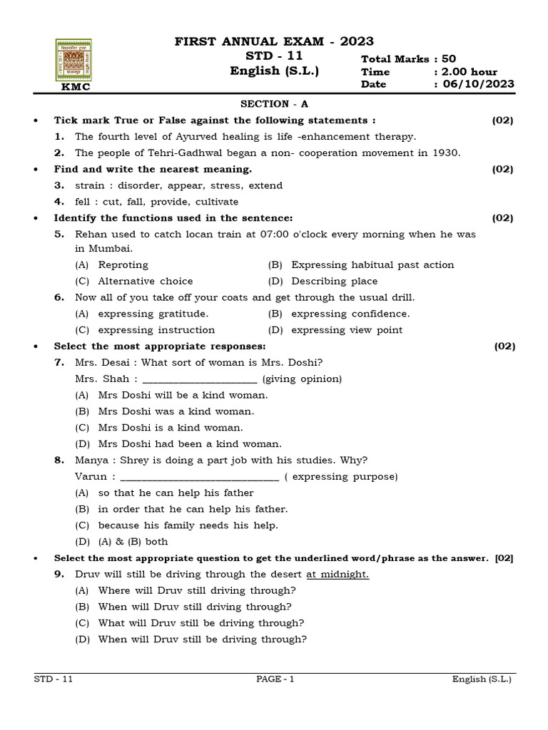 STD-11 Sci English (S.L.) | PDF