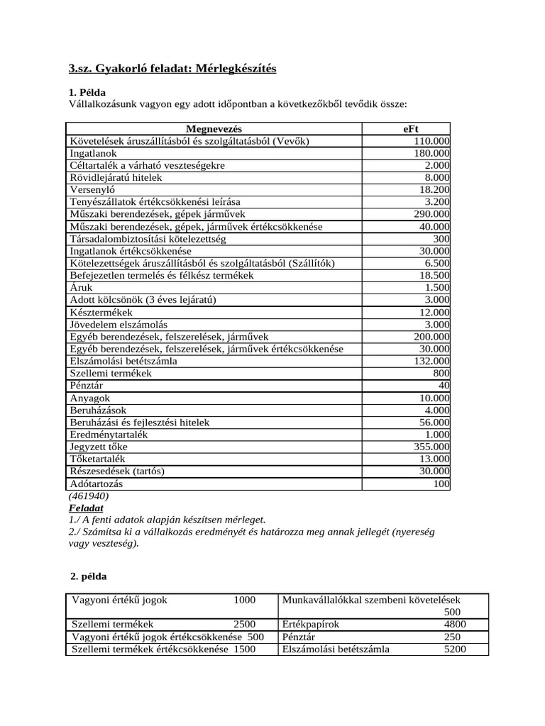 3.sz. gyakorló feladatsor | PDF