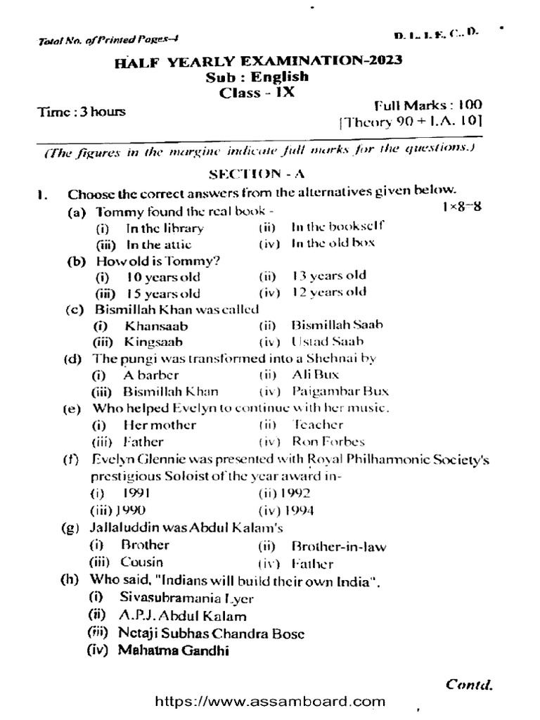 class-9-hy-english-140124-2023 | PDF