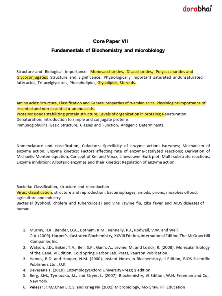 Fundamentals of Biochemistry and Microbiology | PDF Fundamentals of Biochemistry and Microbiology | PDF