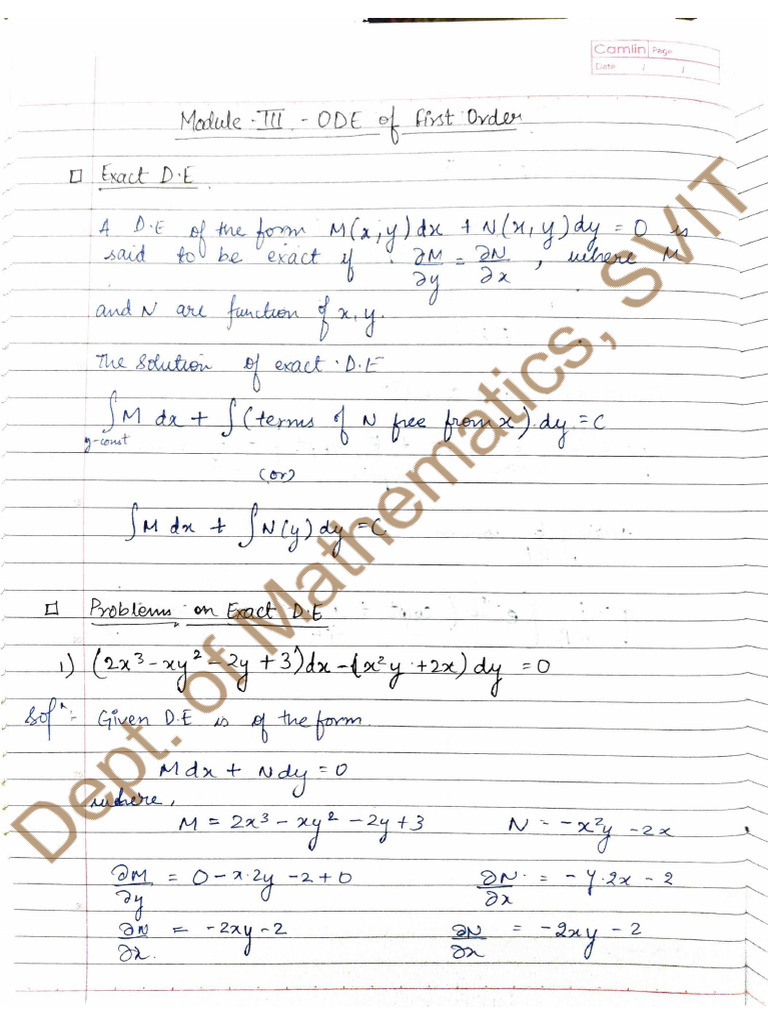 Module 3 - ODE of First Order & First Degree | PDF