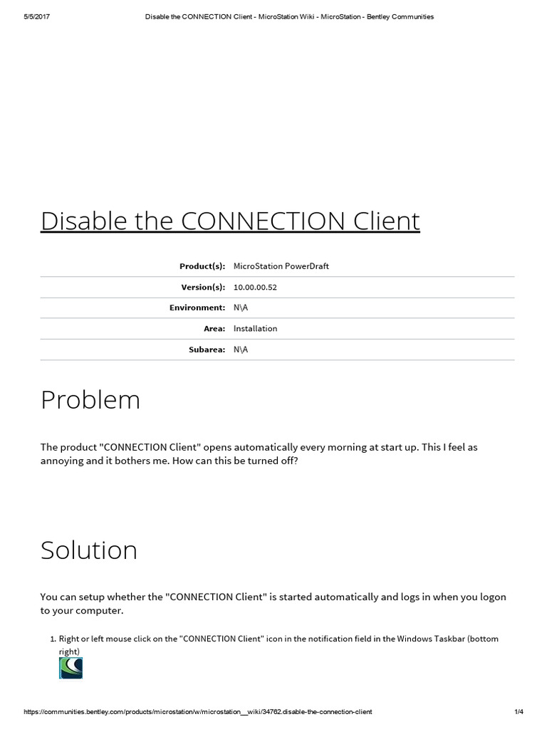 How-To - Disable the CONNECTION Client | PDF