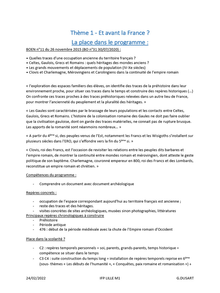 1 Thème 1 Et Avant La France | PDF