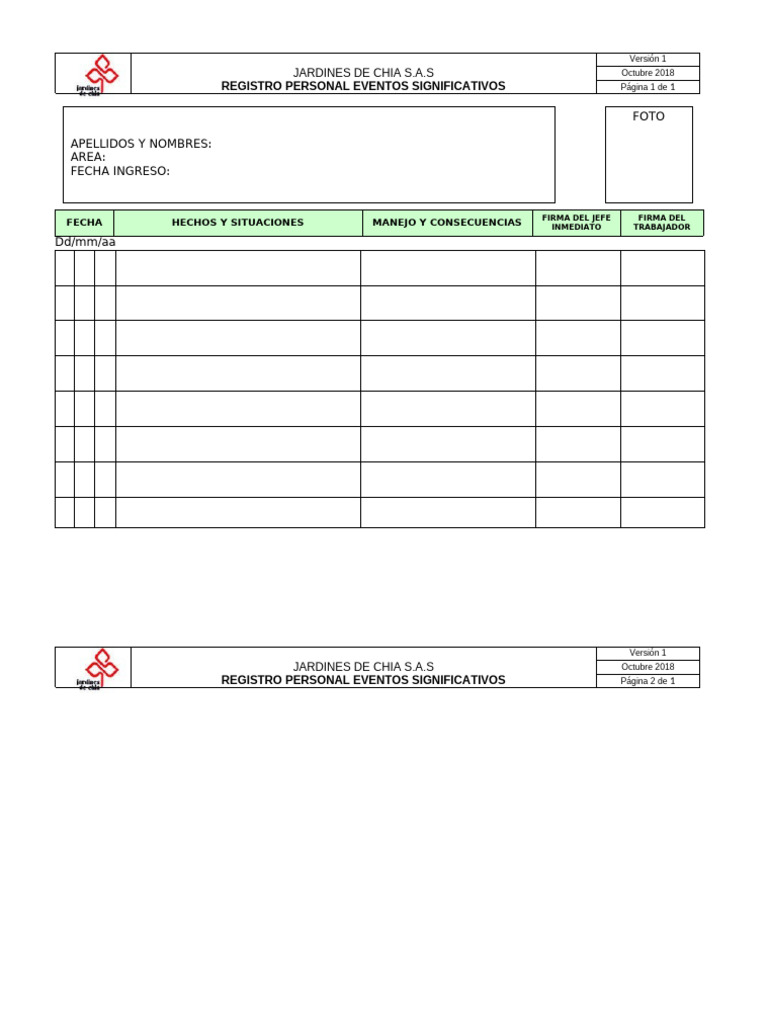 Formatos Eventos Significativos | PDF