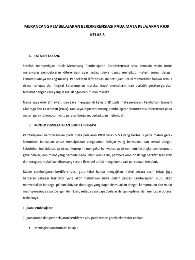 Jurnal Pembelajaran - Prinsip Pengajaran Dan Asesemen - Anik Ernawati - PPG Daljab 2024 | PDF