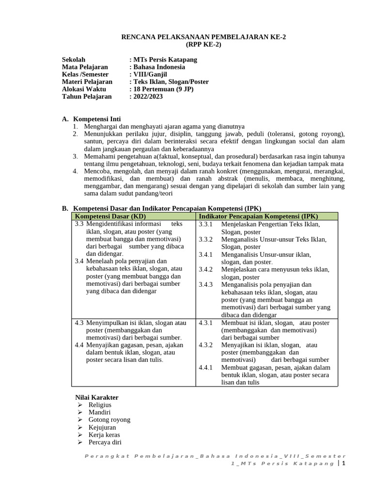 1e.2) Buku Kerja 1 - RPP 2 | PDF