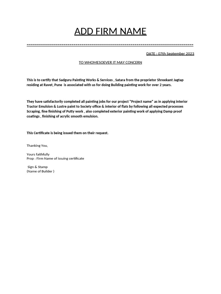 Work Completion Certificate | PDF