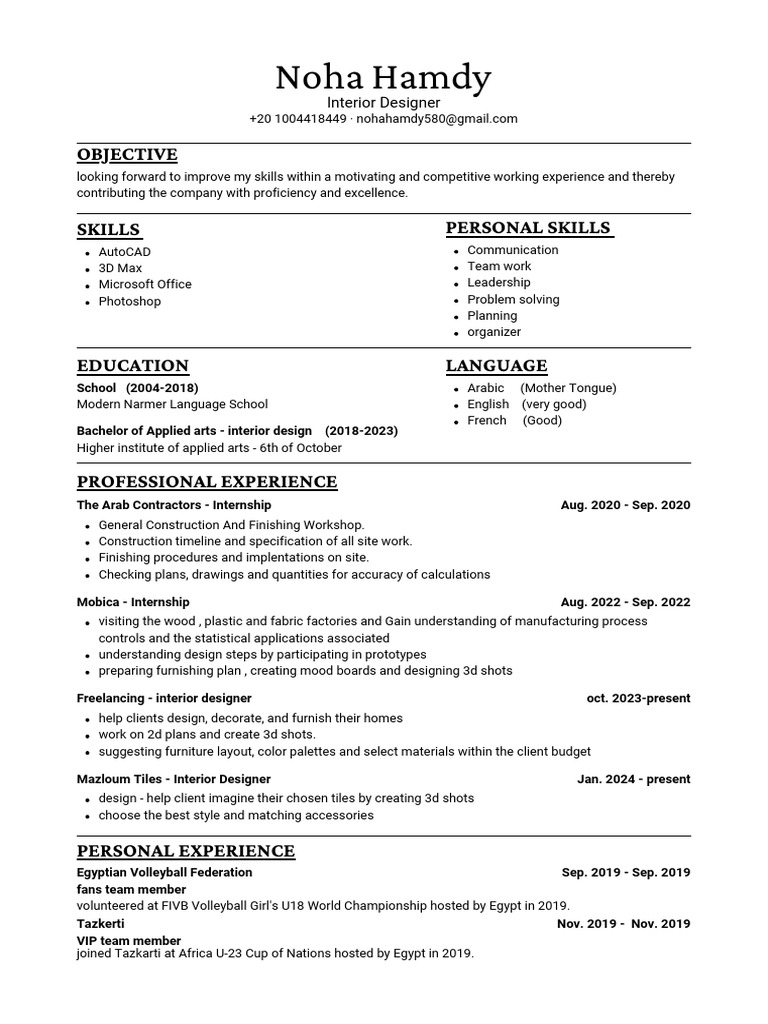 Noha Hamdy - CV | PDF