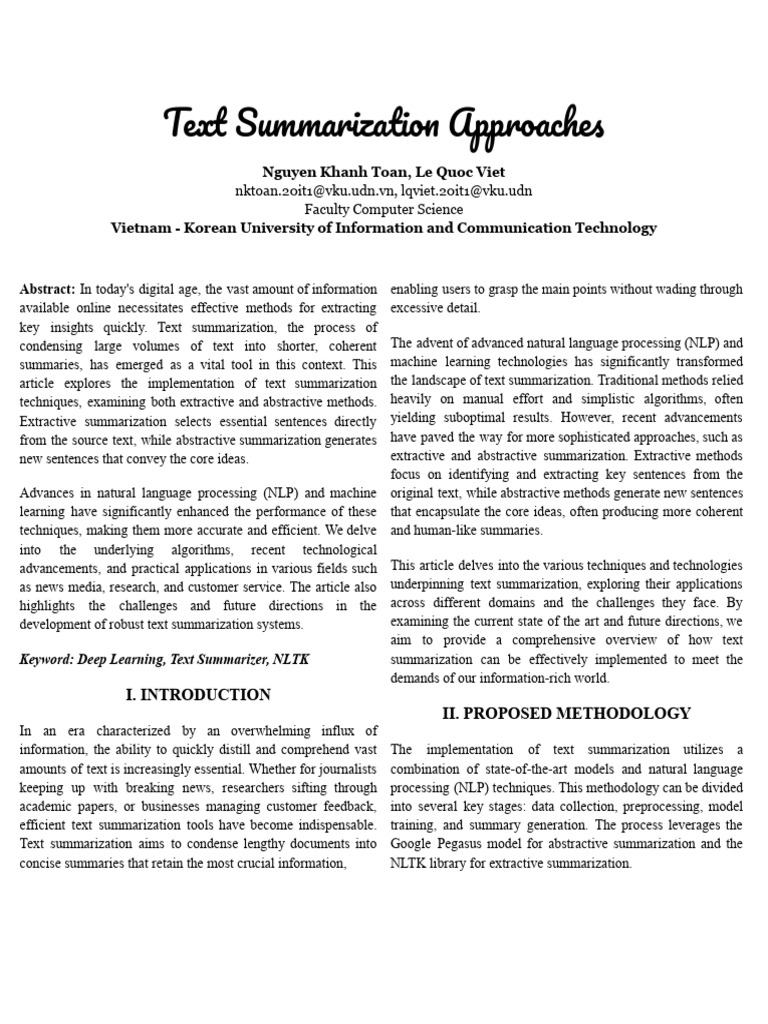 Text Summarization Approaches | PDF Text Summarization Approaches | PDF