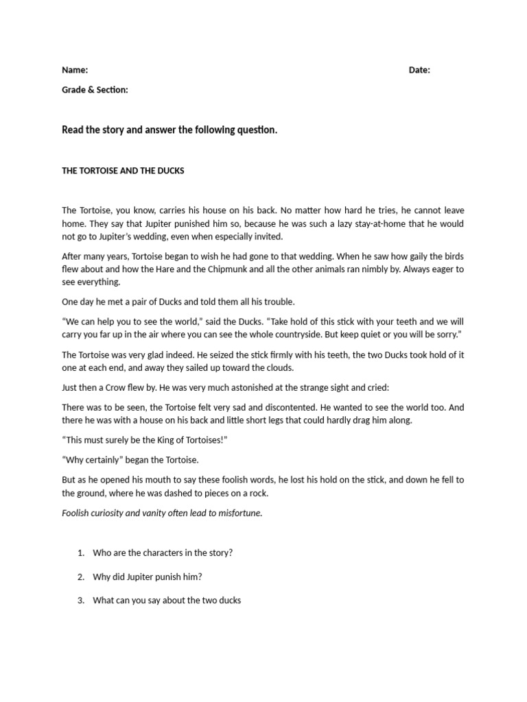 Story and Questions | PDF