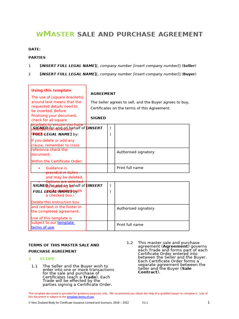 Sale and Purchase Agreement Template 2022 v1 1 | PDF