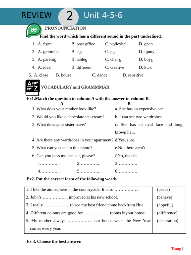 Tieng Anh 6 GLOBAL SUCCESS GRADE 6 REVIEW 456 | PDF