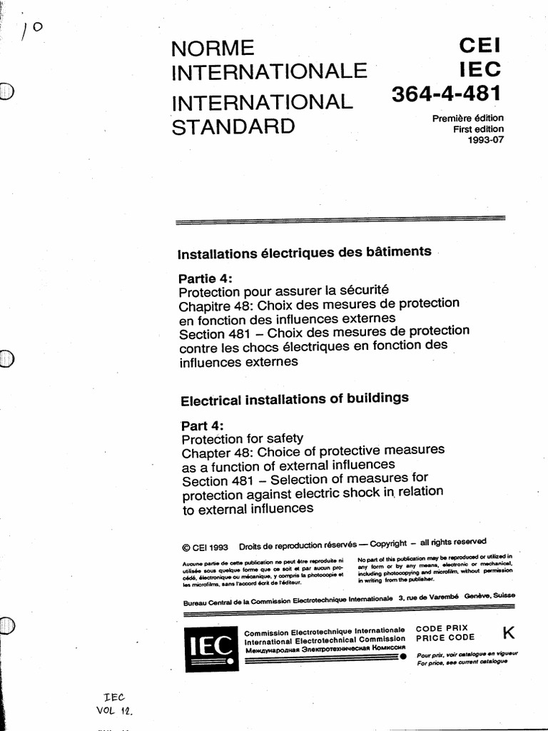 IEC 60364-4-481-1993 Scan | PDF