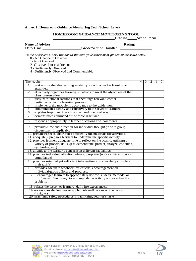 HOMEROOM-GUIDANCE-MONITORING-TOOL | PDF