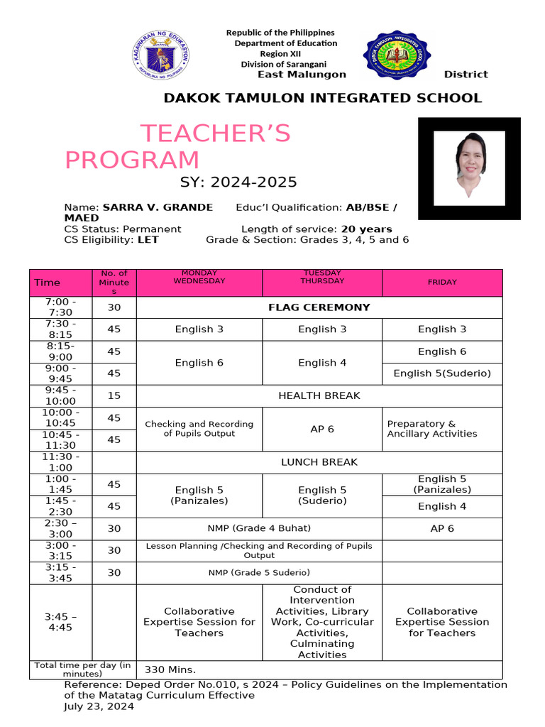 Teacher's Program | PDF