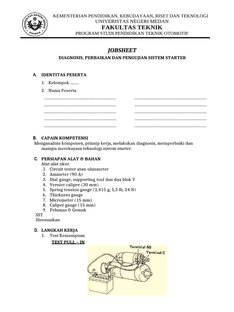 Jobsheet Motor Starter | PDF