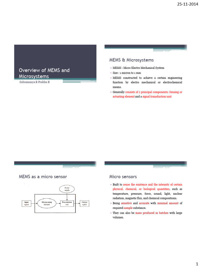 1 2 Overview of MEMS and Microsystems | PDF | Integrated Circuit | Sensor