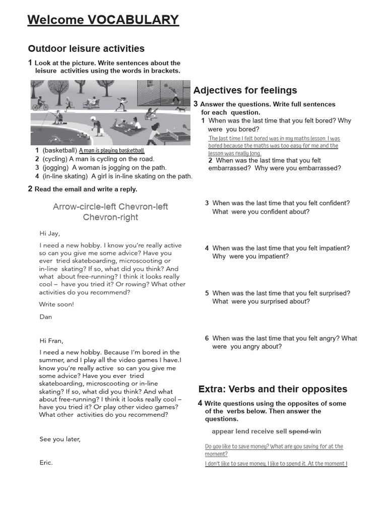 Synchronize3 - TRB - Worksheets - Welcome Unit - Challenge - Vocabulary | PDF