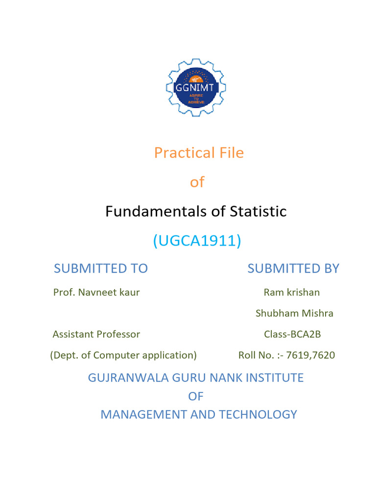 1 To 31 Stat Practial File Roll No.7619,7620 | PDF