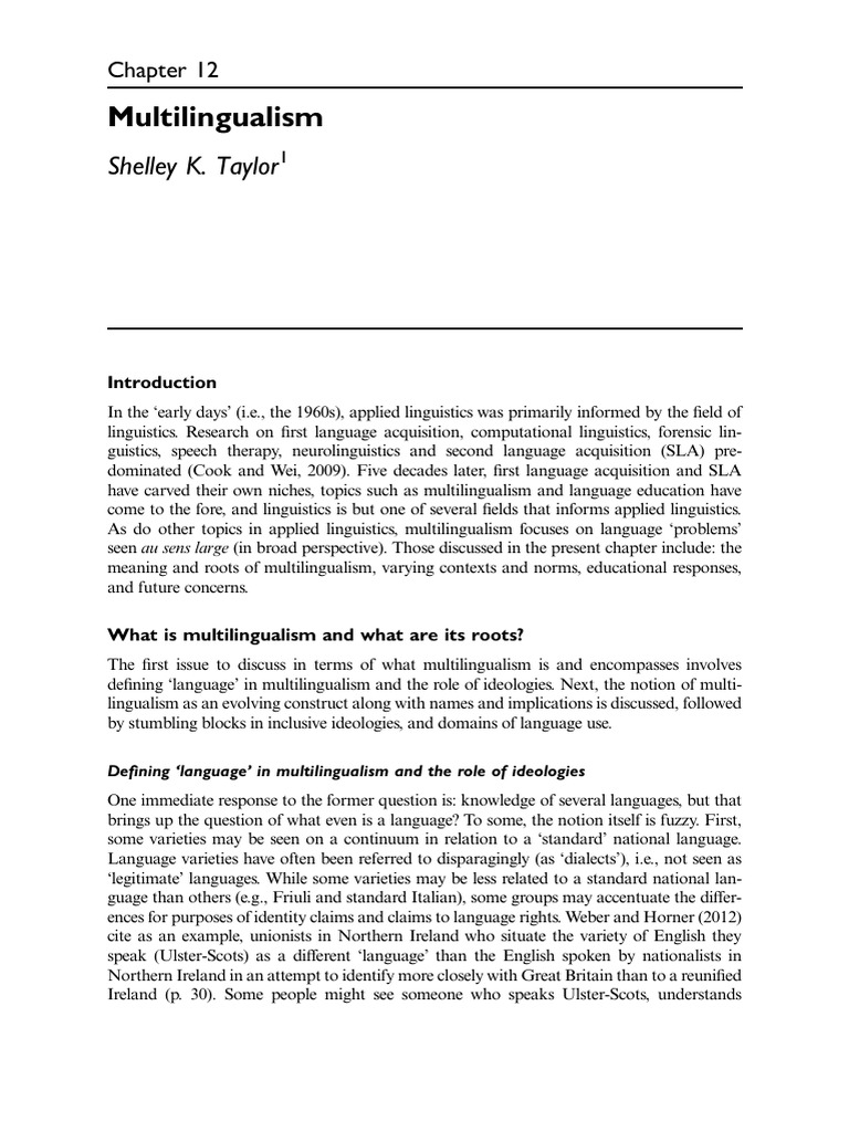 Taylor (2020) Multilingualism | PDF | Multilingualism | Linguistics