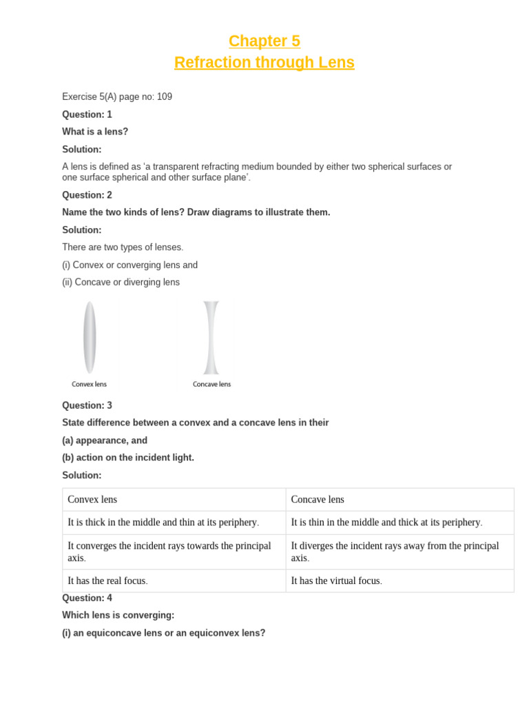 Chapter 5. Refraction Through A Lens - 053130 | PDF