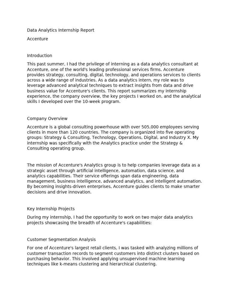 Accenture Internship Report | PDF