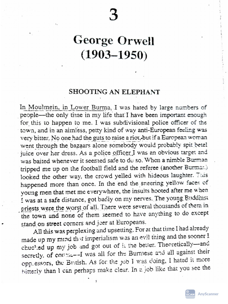 Shooting An Elephant - George Orwell | PDF