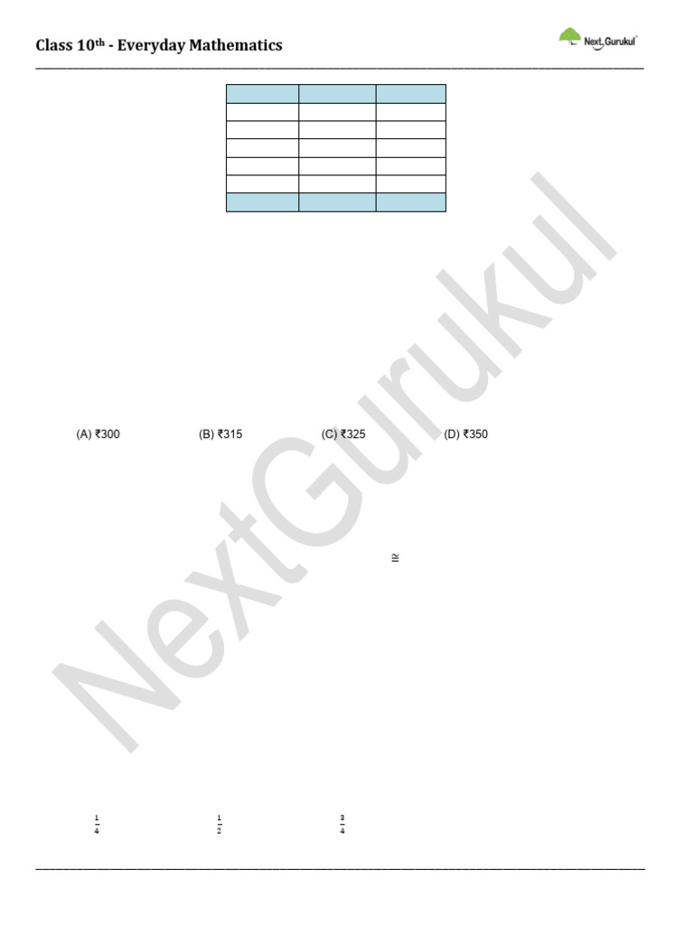 Class 10 Maths Olympiad Everyday Mathematics | PDF