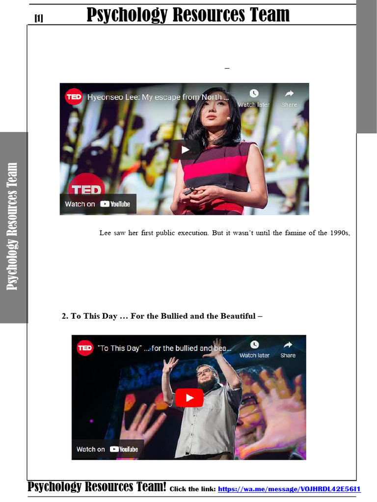 15 Inspiring TED Talks On Overcoming Challenges | PDF