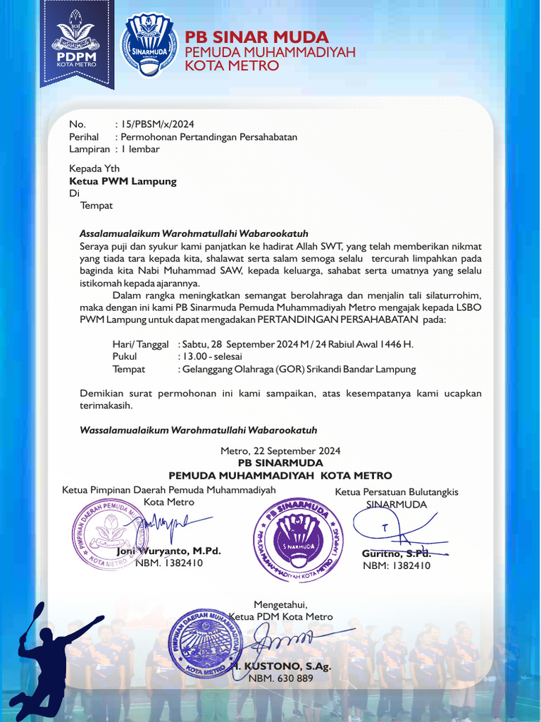 Surat Permohonan Sparing | PDF