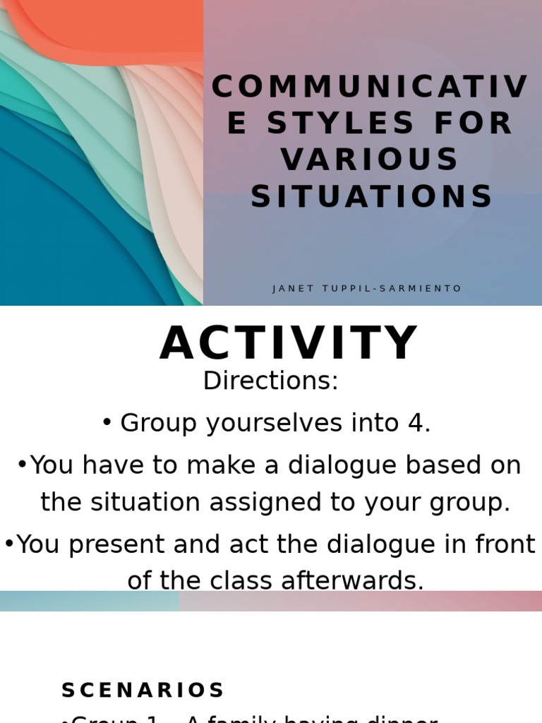 Communicative Styles For Various Situations 3 | PDF