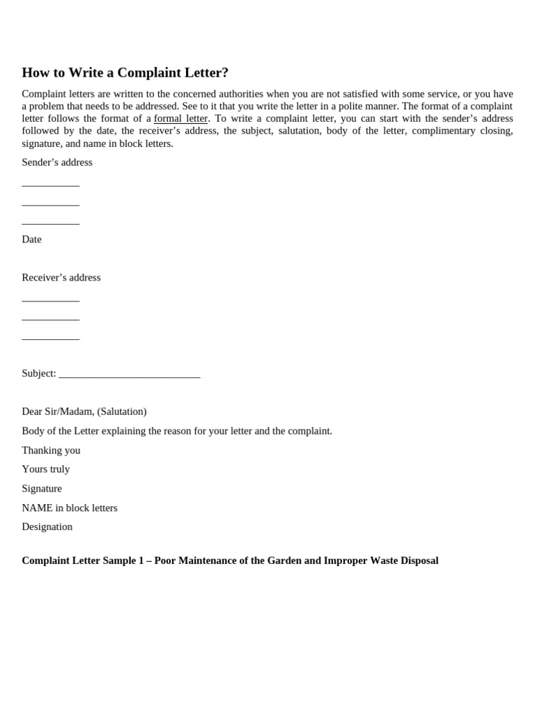 Letter of Complaint With Examples | PDF