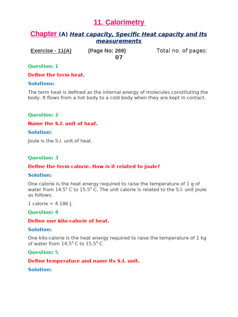 Chapter 11 Calorimetry A - 053106 | PDF