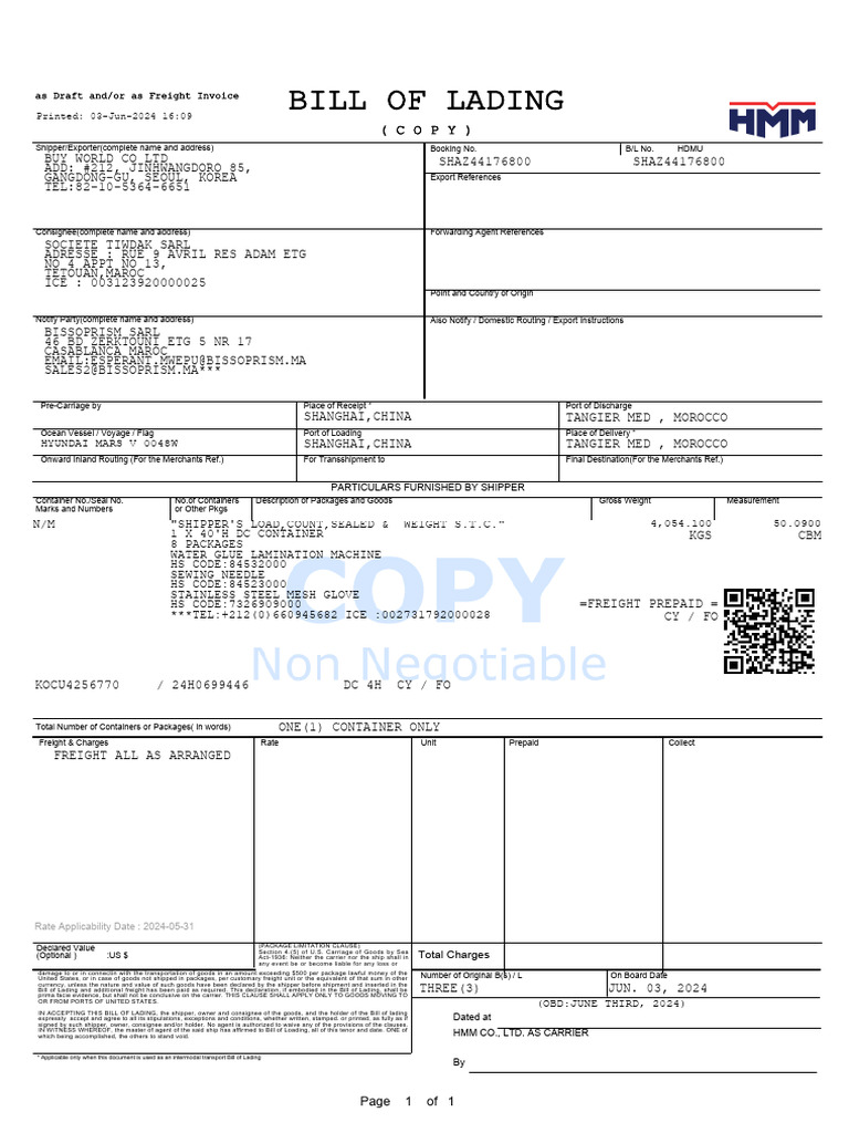 Shaz44176800 MBL | PDF