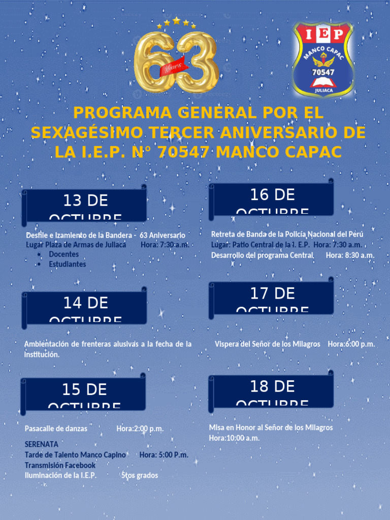 PROGRAMA 63 ANIVERSARIO | PDF