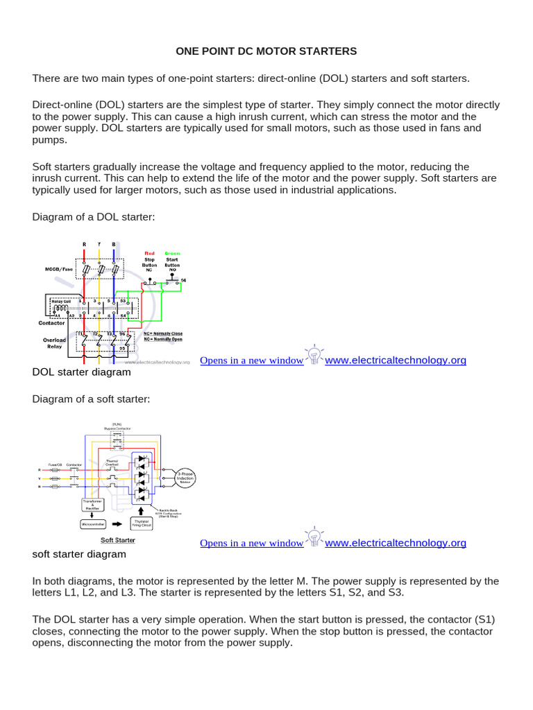 One and Two Point DC Motor Starters | PDF | Power Supply | Technology ...