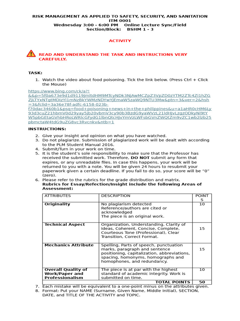 Risk MGT As Applied To Sss - Activity 1 | PDF