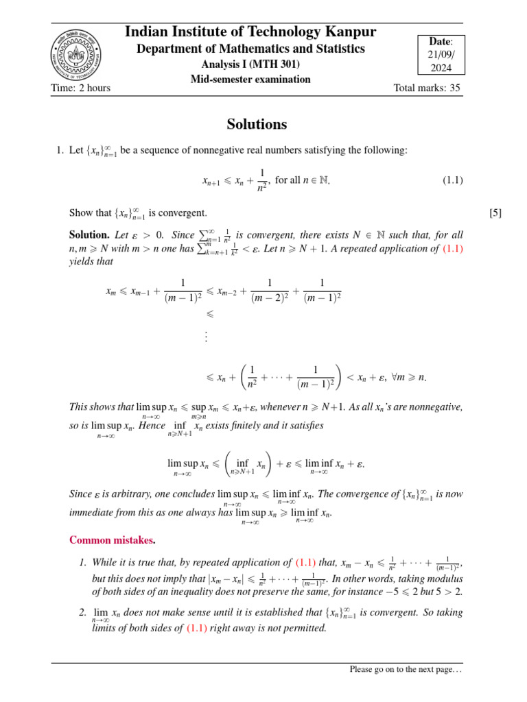 Mid Semester Solutions | PDF
