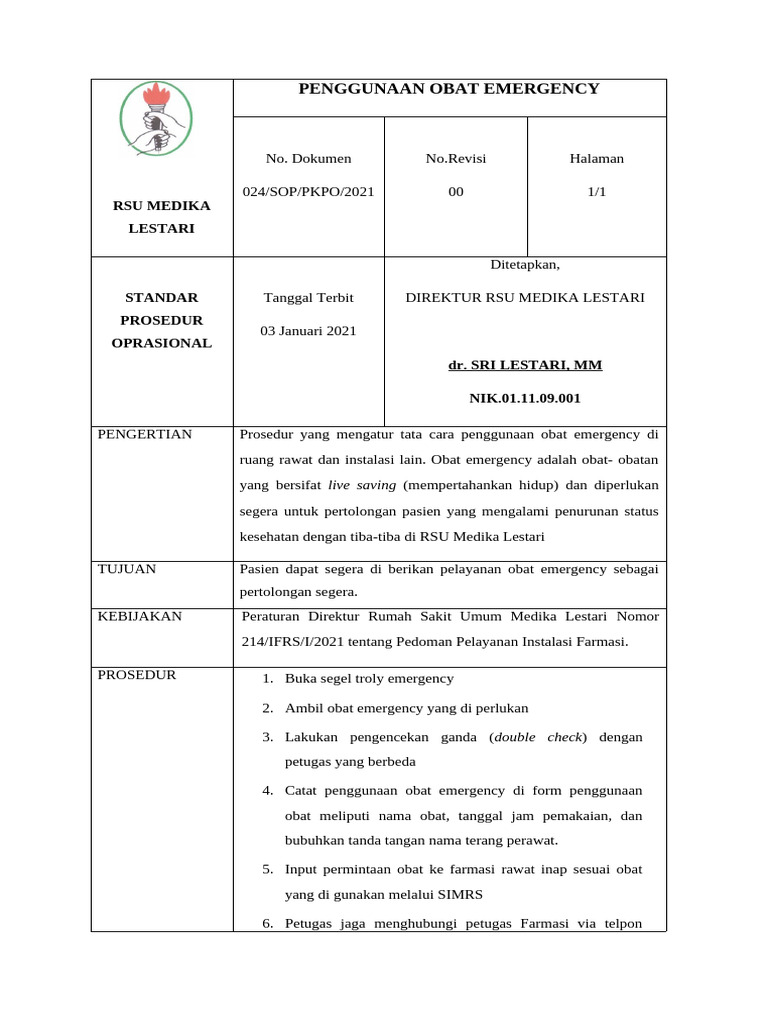 SOP Penggunaan Troley Emergency | PDF