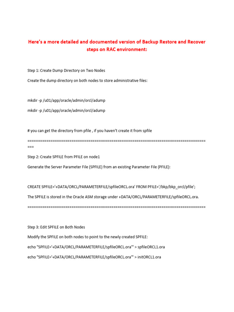 Restore Oracle RAC2 | PDF