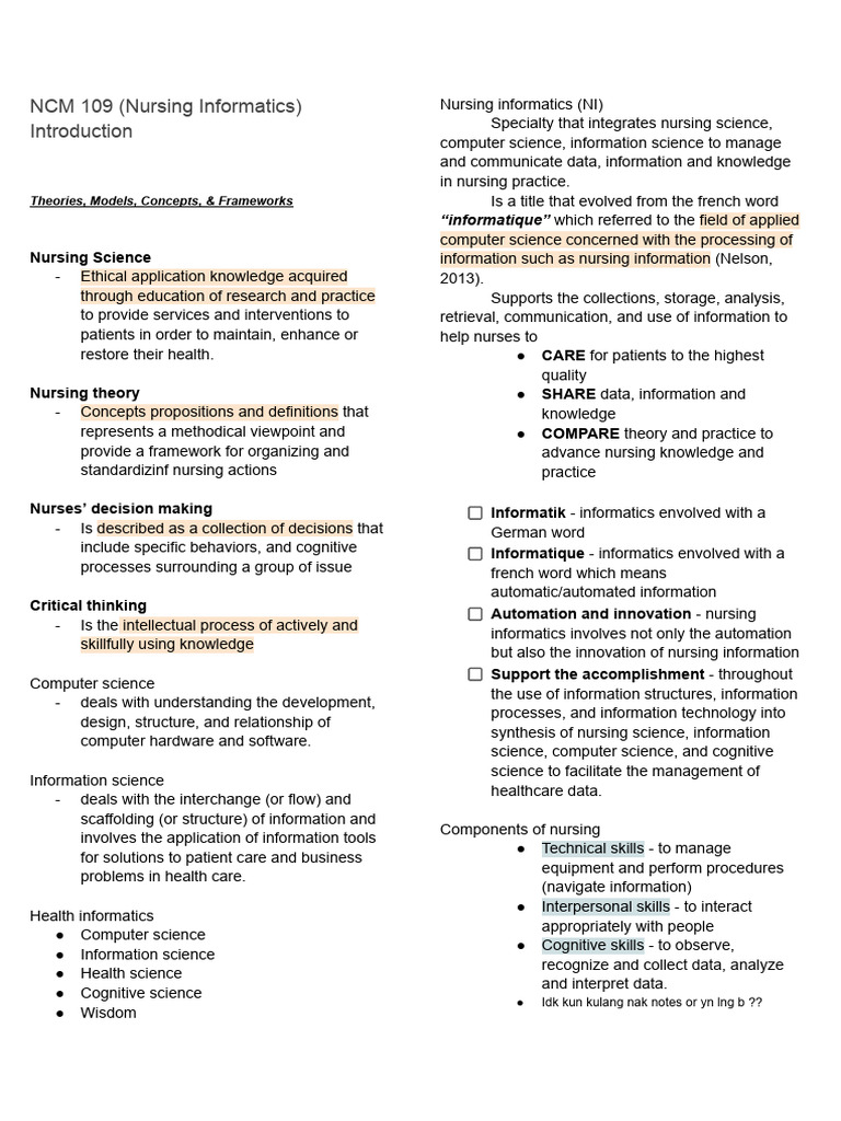 NCM 109 (Nursing Informatics) | PDF | System | Computers