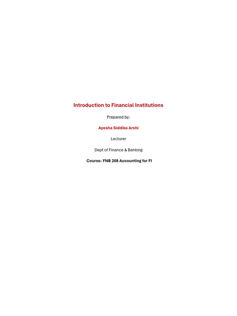 Financial Institution Chapter 1 Handout | PDF