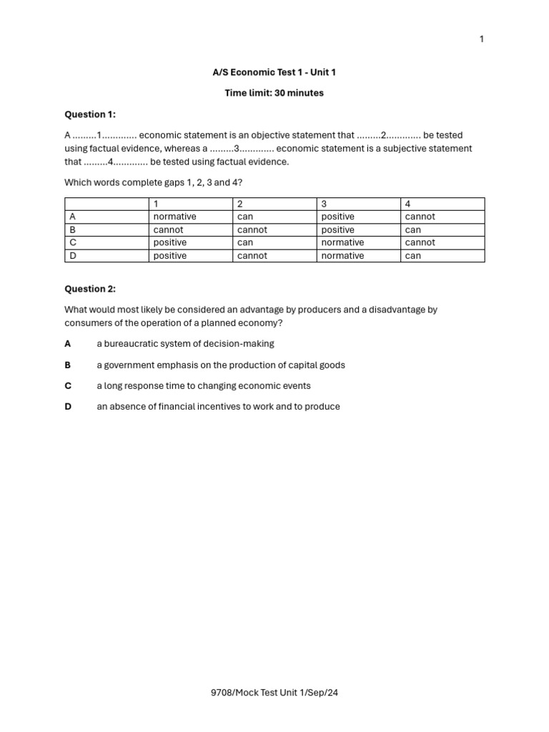 As 2024 Test 1 Unit 1 | PDF