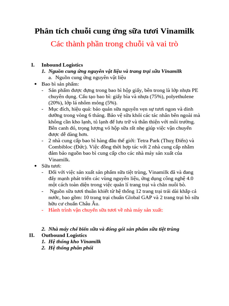 Phân Tích Chu I Cung NG S A Tươi Vinamilk | PDF