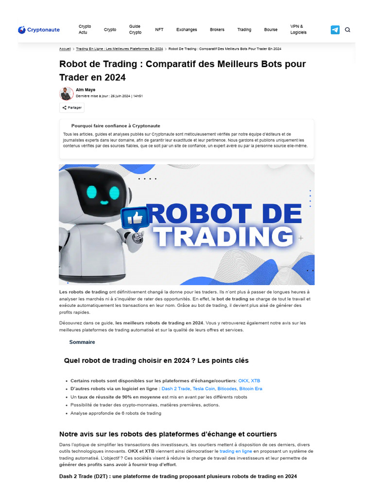 Robot Trading - Comparatif Des Meilleurs Bots Trading en 2024 | PDF
