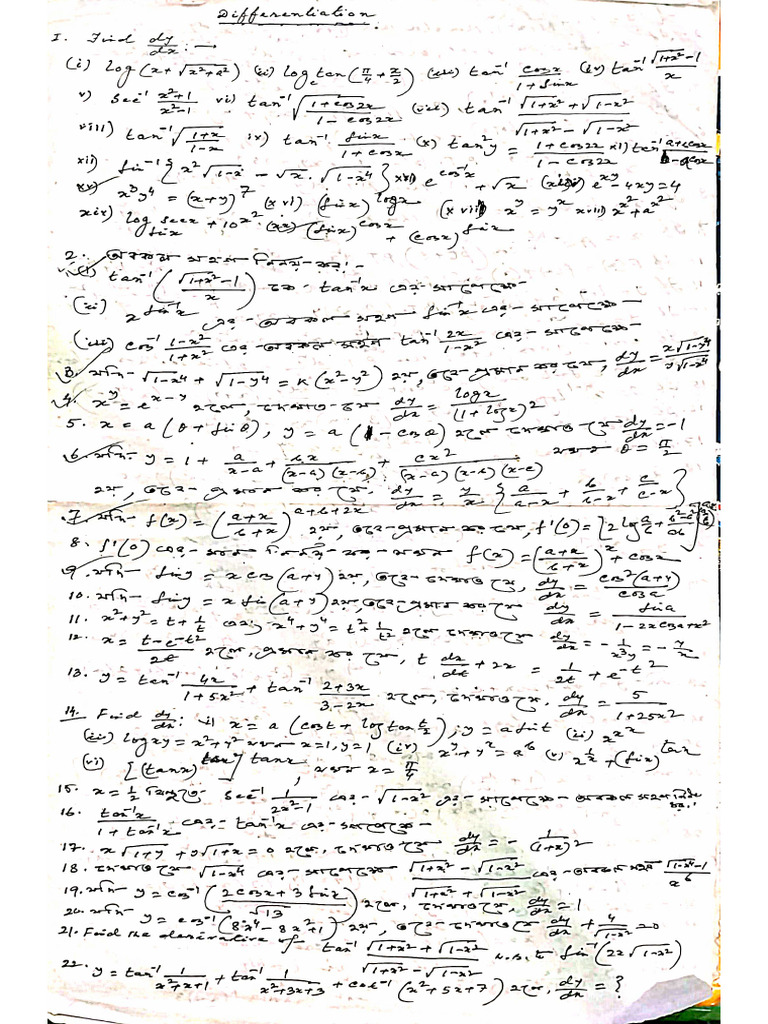 Differentiation Math - XII | PDF