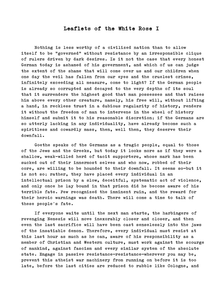 Leaflets of The White Rose I | PDF