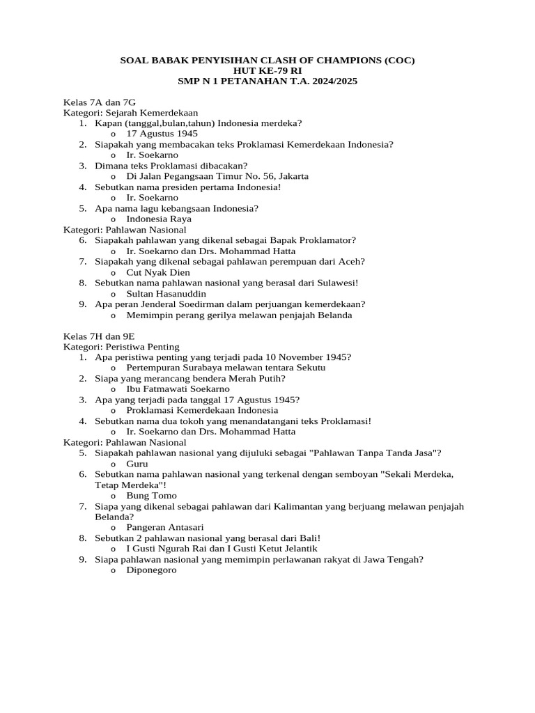 Soal Coc SMP | PDF